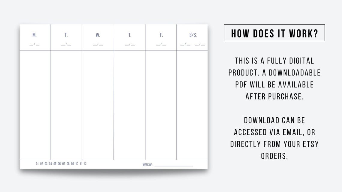 Blank Weekly Calendar PDF & Editable Canva Template - Etsy