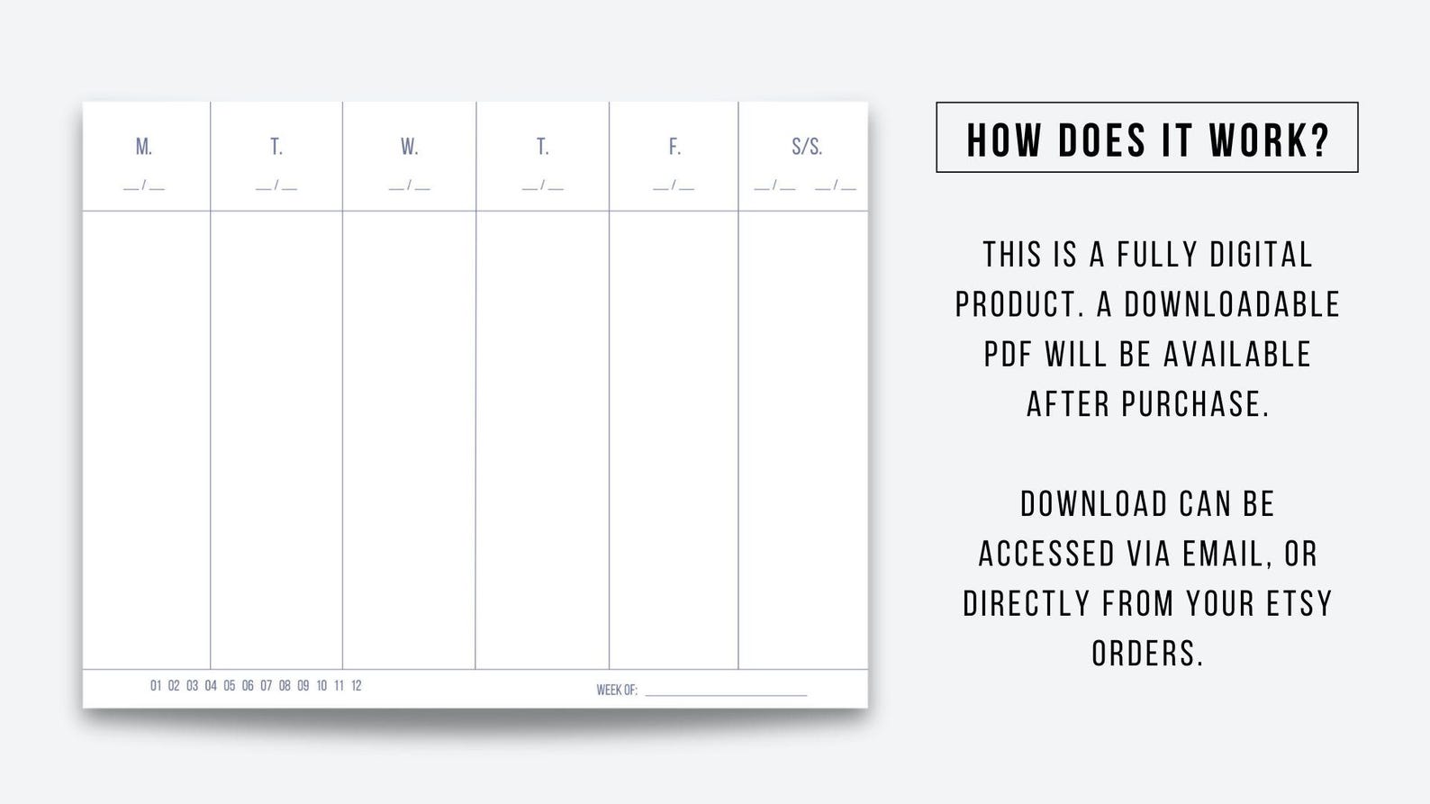 Blank Weekly Calendar PDF & Editable Canva Template - Etsy