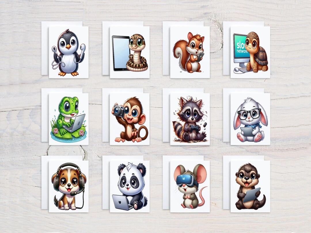 Tech Animals Notecard Set, Assorted Cards, Card Assortment, All ...