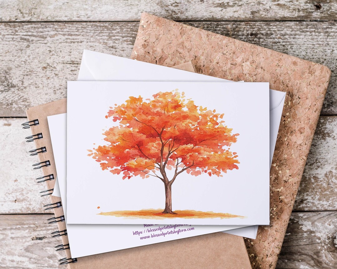 Watercolor Fall Tree Notecards, Autumn Notecards, Fall Greeting Card ...