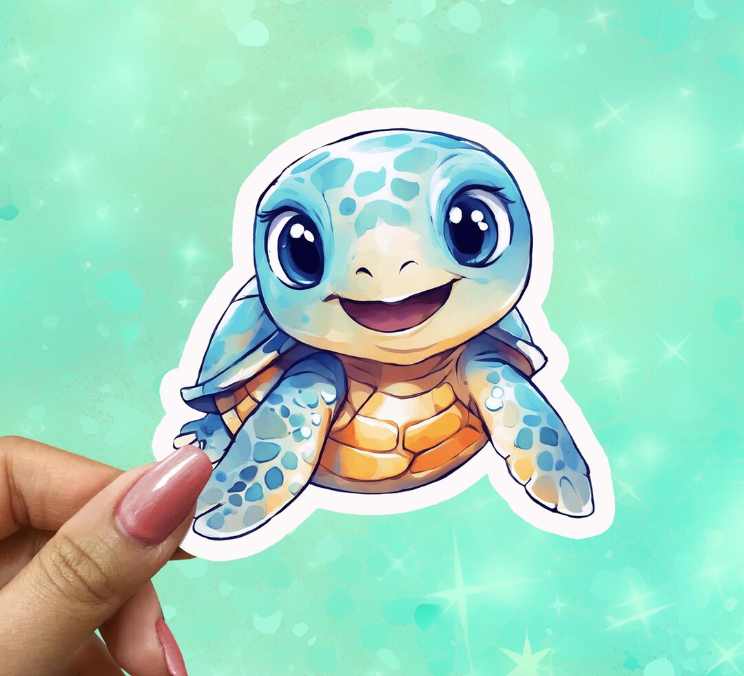 Sea Turtle Vinyl Sticker, Cute Turtle, Kawaiicore, Turtle Lover ...