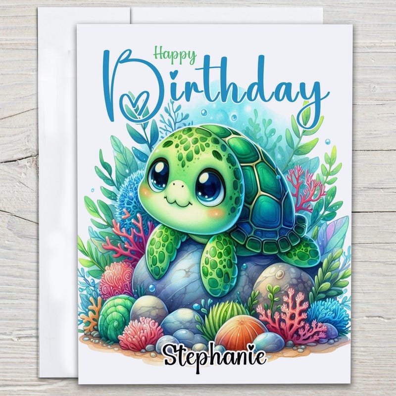 Turtle Birthday Card - Etsy