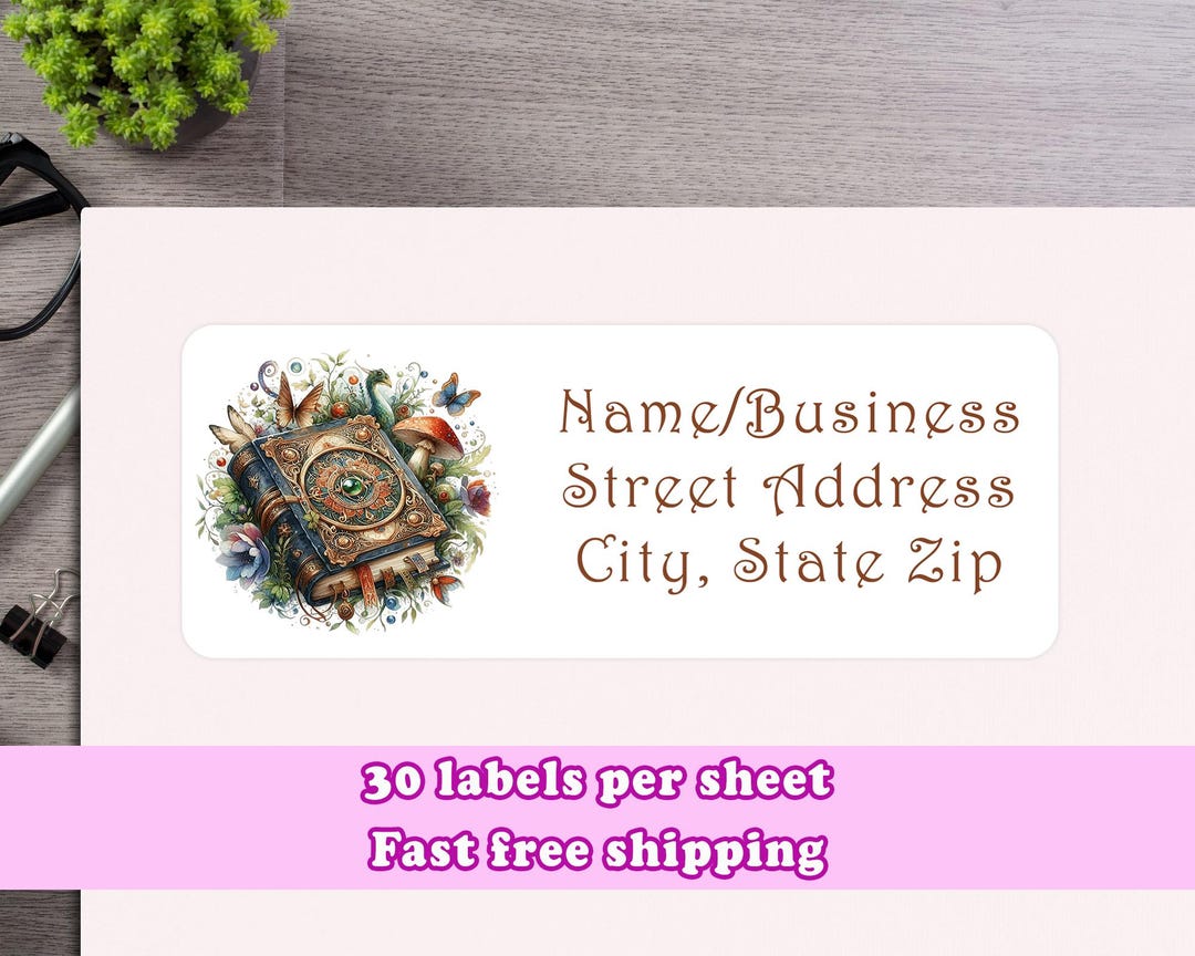 Vintage Book Floral Return Address Labels, Custom Address Label, Return ...