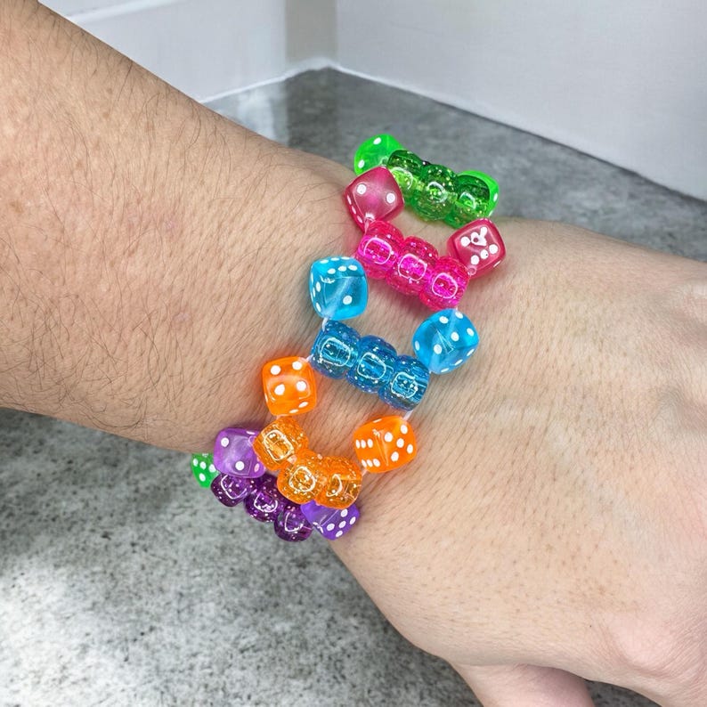 Rainbow Dice Kandi Cuff - Etsy