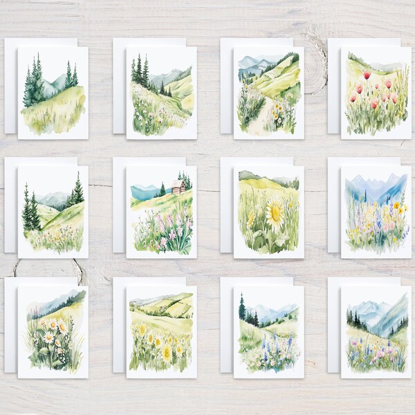 Watercolor Mountains - Etsy