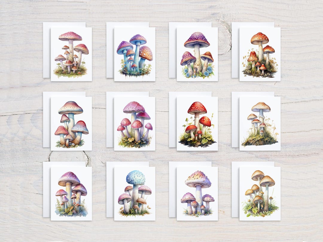 Mushroom Card Variety Pack, Card Assortment, All Occasion Cards, Blank ...