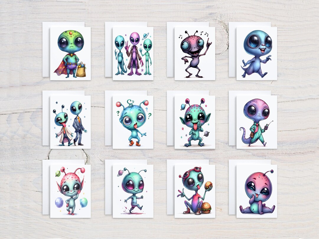 Alien Variety Card Pack, Assorted Cards, Funny Alien Cards, All ...