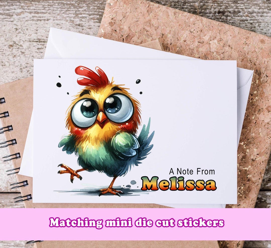 Funny Rooster Cards & Envelopes, Custom Note Card Set, Cute Stationary ...