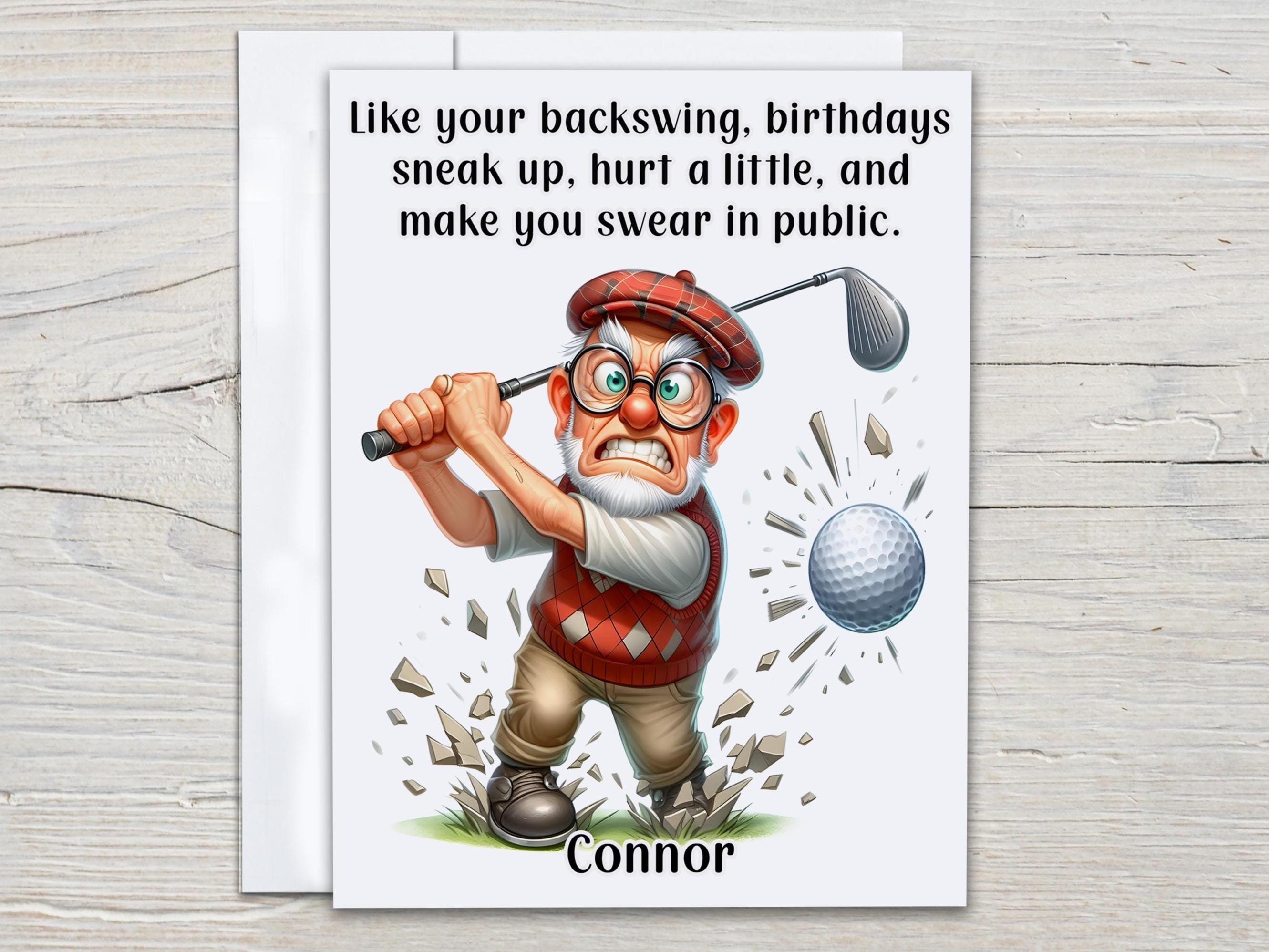 Personalized Golf Birthday Card, Funny Bday Card for Him, Golf Theme ...