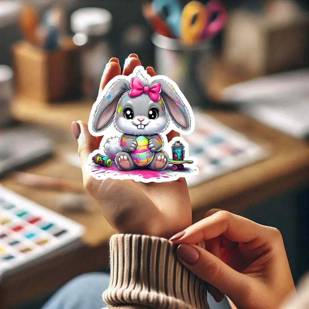 Urban Graffiti Easter Bunny Sticker Kawaii Vinyl Decal Perfect for ...