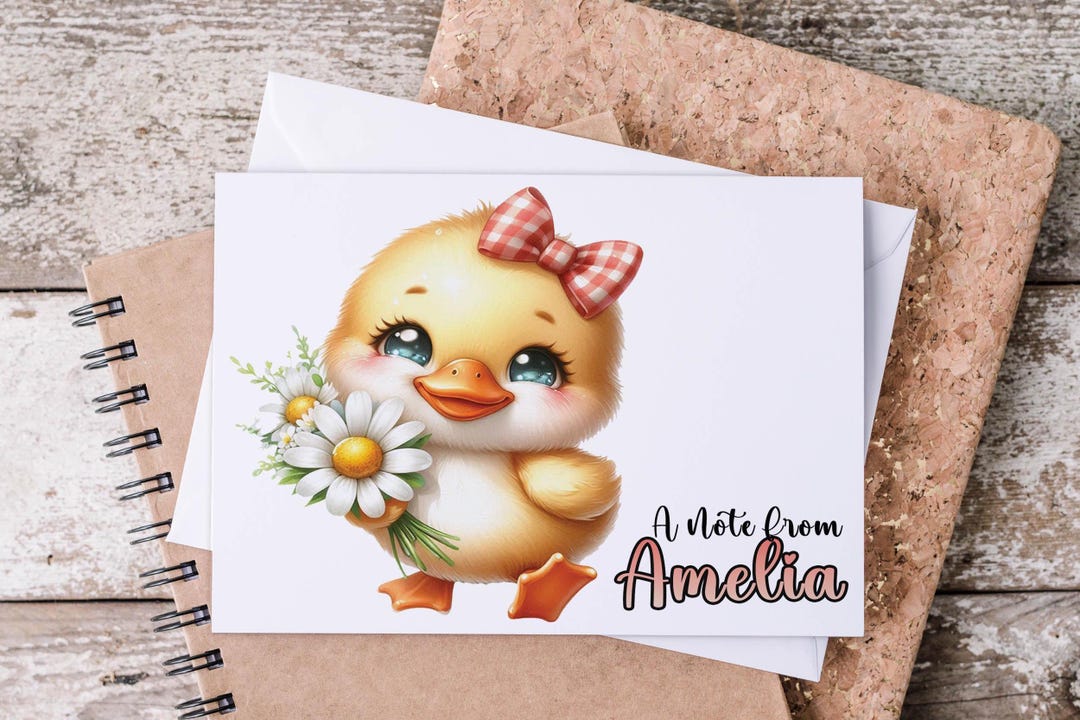 Personalized Notecards Kawaii Duck, Custom Stationery, Cute Stationary ...