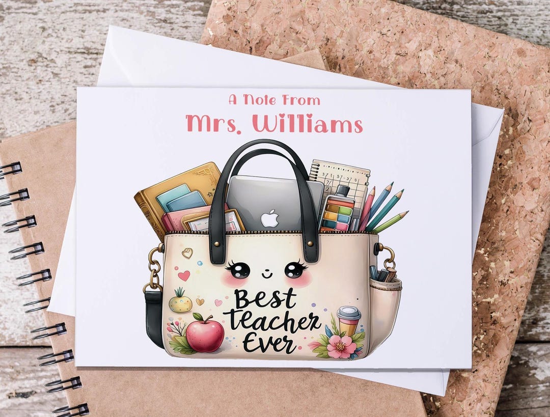 Best Teacher Ever Note Cards, Personalized Teacher Stationary, Teacher ...