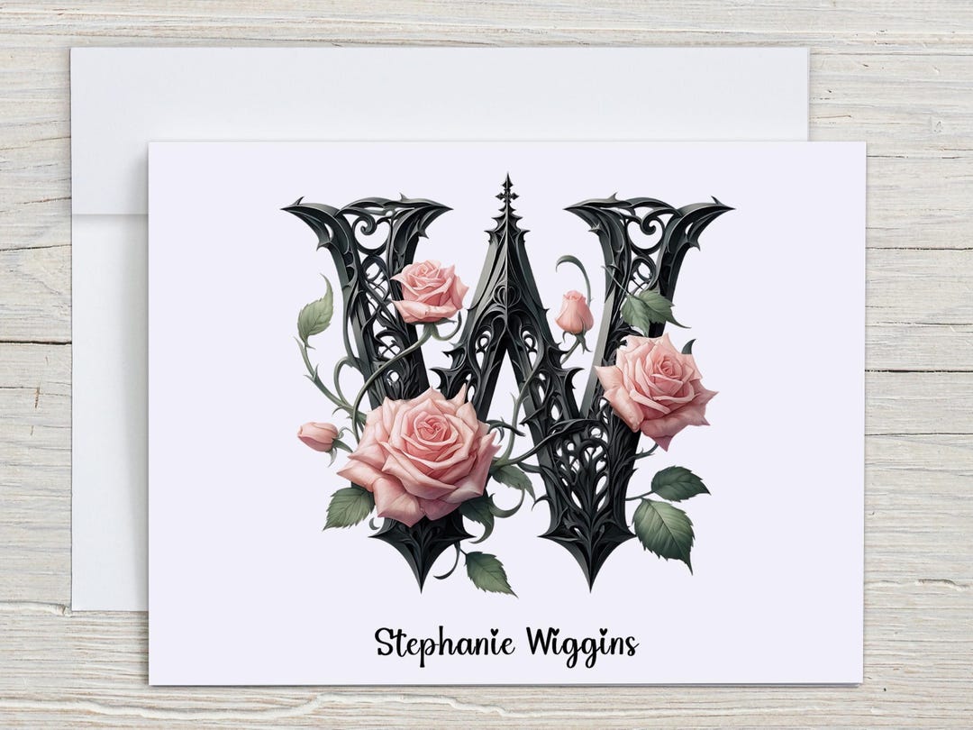Gothic Monogram Notecards Set, Monogrammed Notecard, Custom Note Cards ...