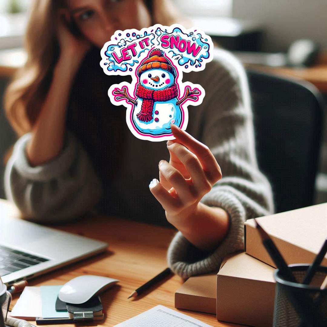 Let It Snow Sticker, Snowman Decal, Winter Sticker, Tumbler Decal ...