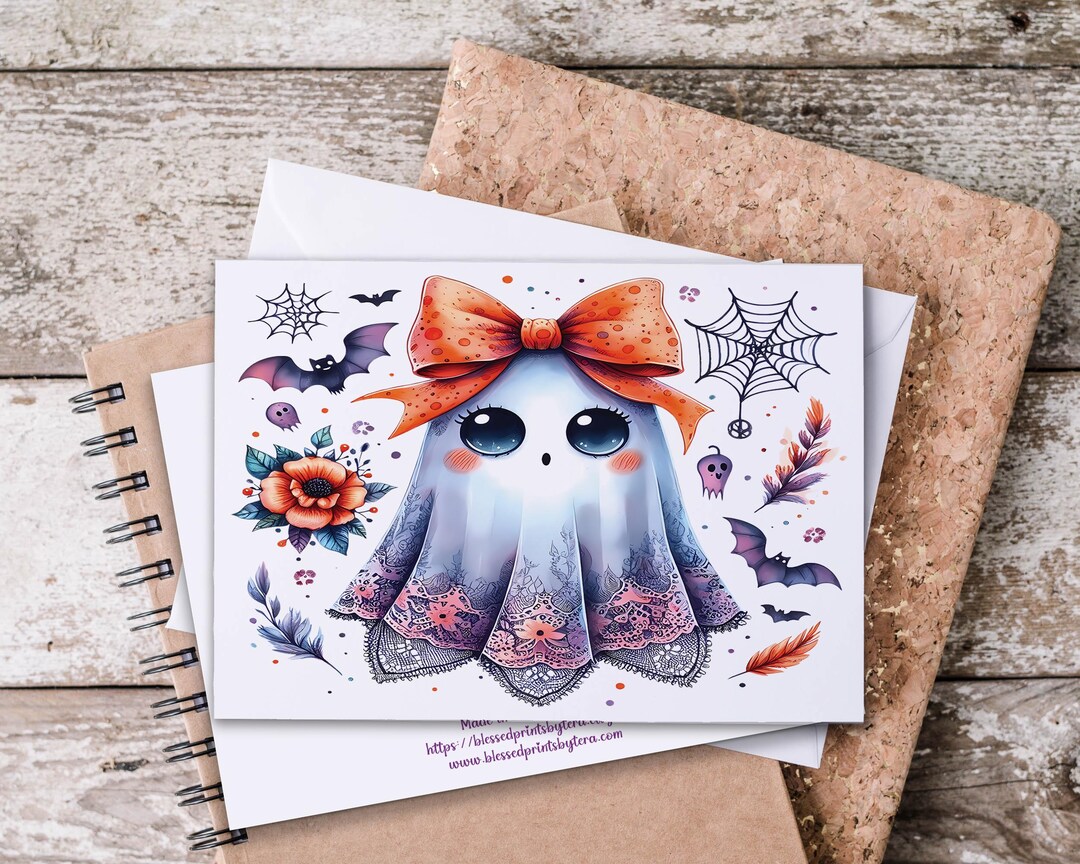 Cute Fancy Lace Ghost Notecard Set, Fall Notecards, Halloween ...