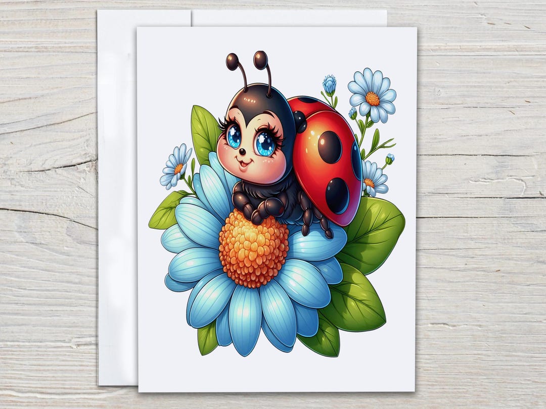 Cute Ladybug Notecard Set, Blank Notecards, Ladybug Card, Cute ...