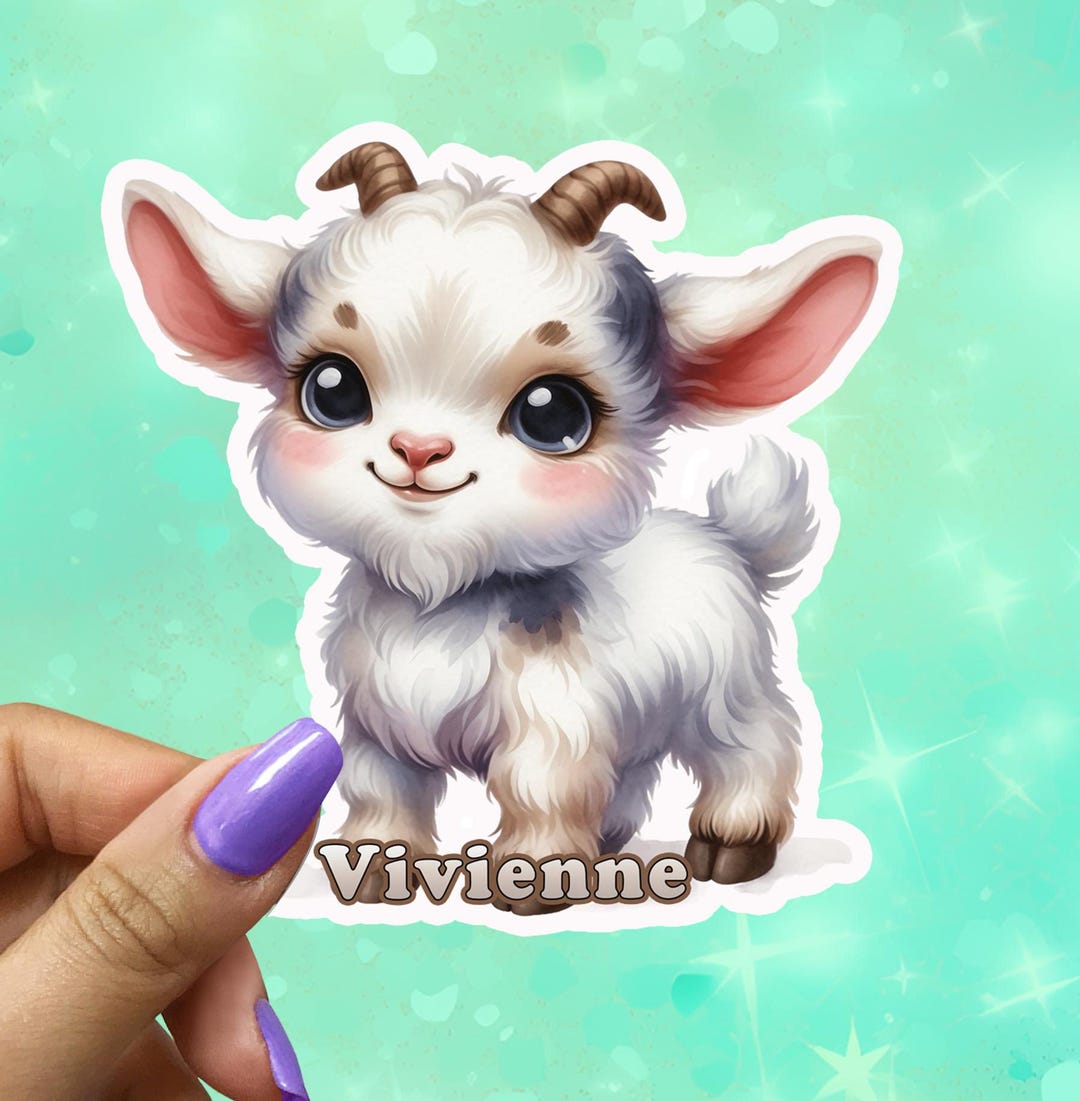 Kawaii Baby Goat Vinyl Sticker, Cute Goat Sticker, Personalizable ...