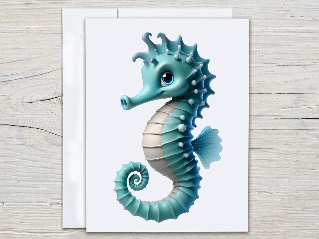 Beach Note Cards Set, Seahorse Stationery, Seahorse Bday Card, Handmade ...