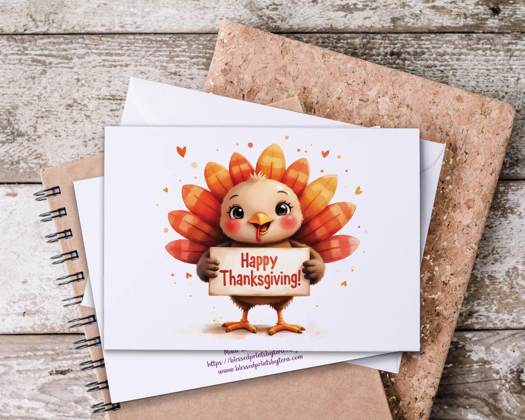 Happy Thanksgiving Notecard Set, Cute Turkey Fall Greeting Cards ...