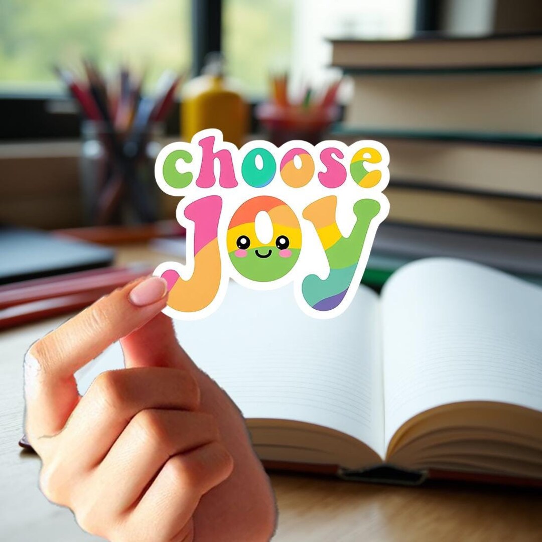 Choose Joy Sticker, Rainbow Label, Encouraging Stickers, Water Bottle ...