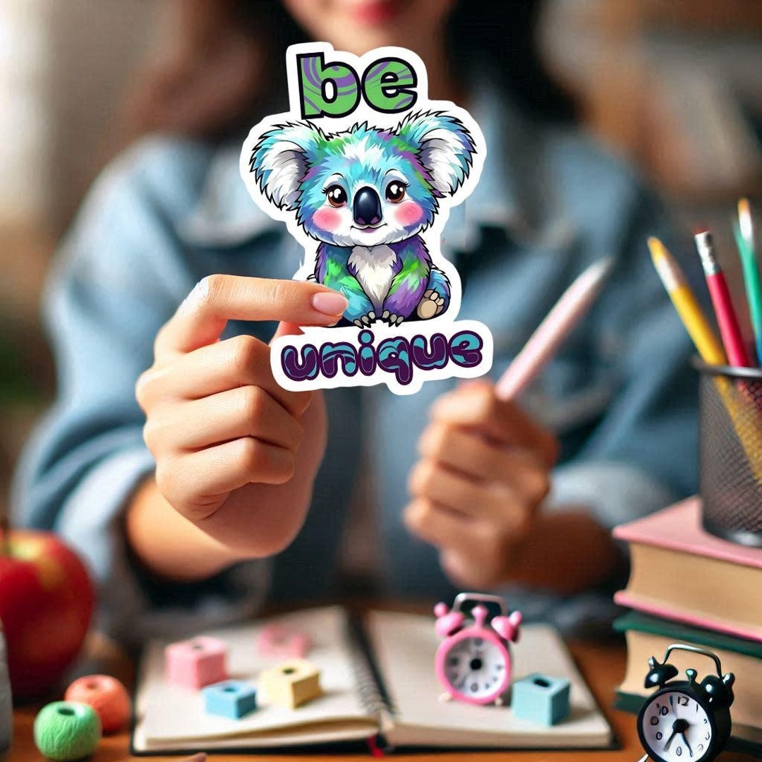Be Unique Sticker, Rainbow Koala, Anxiety Sticker, Affirmation Sticker ...