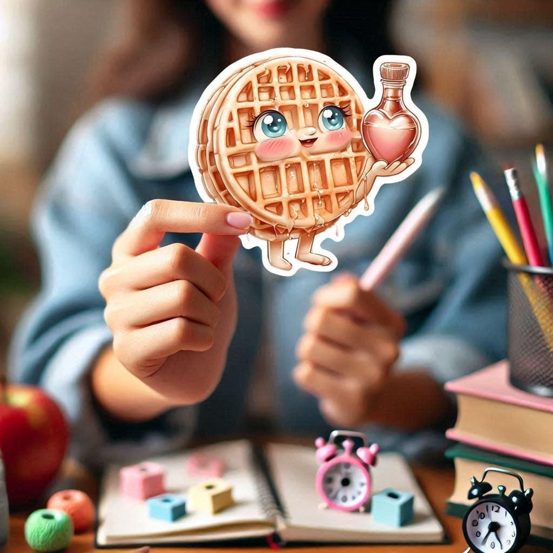 Waffle Waterproof Sticker, Cute Food Vinyl Decal, Laptop Label, Tumbler ...