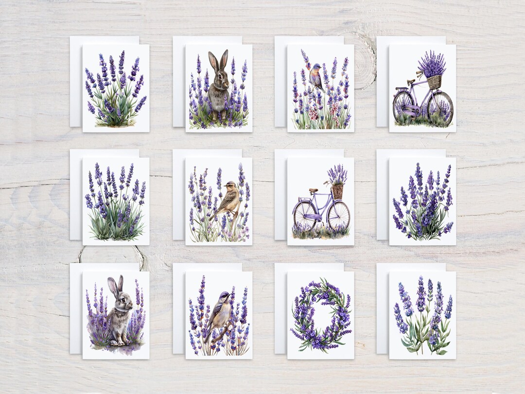 Personalized Lavendar Flower Birthday Card, Watercolor Floral Card ...