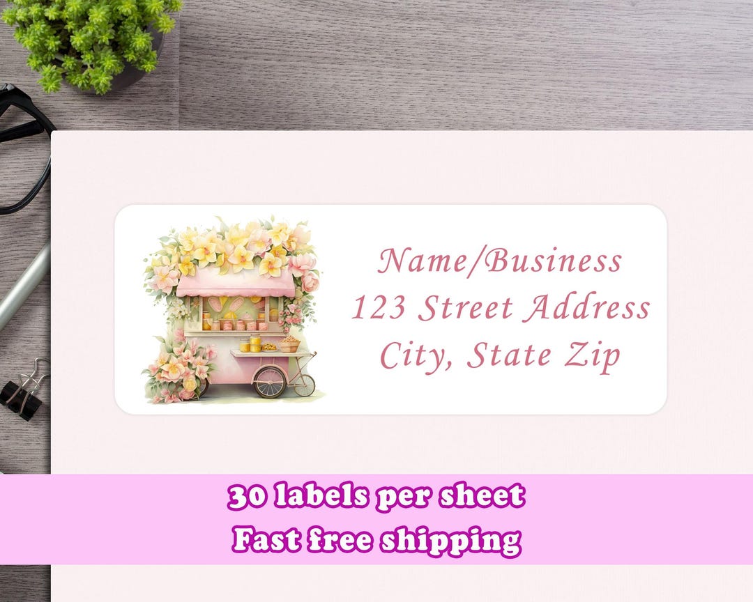 Lemonade Stand Return Labels, Cottagecore Address Stickers, Custom ...