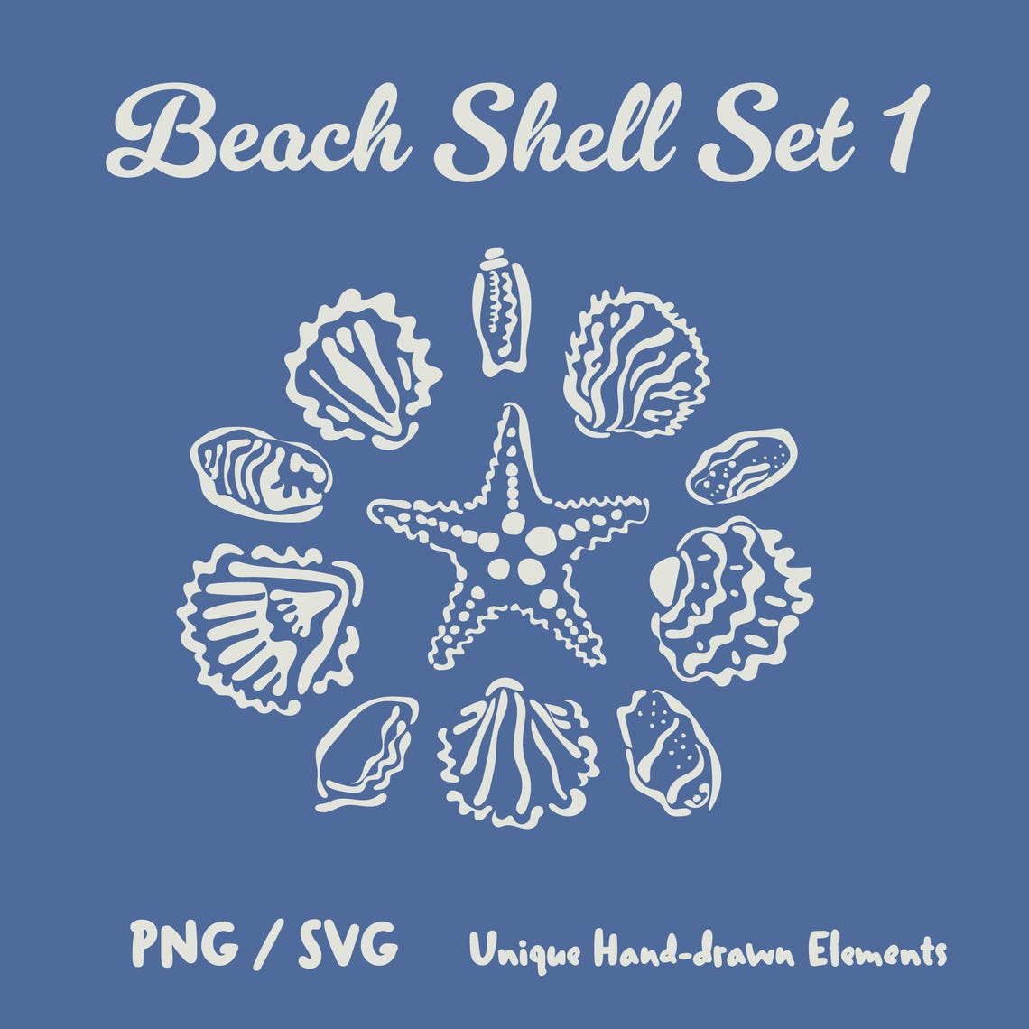 Beach Shell Clipart Set 11 Hand Drawn Shells and Starfish in SVG and ...