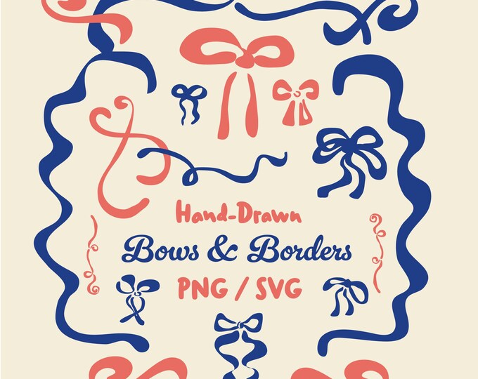 Square Frame Clip Art PNG, Bow PNG Borders Set, Hand-drawn Line Art ...