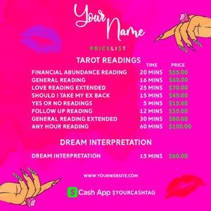 Tarot Card Reader Services Price List - Etsy