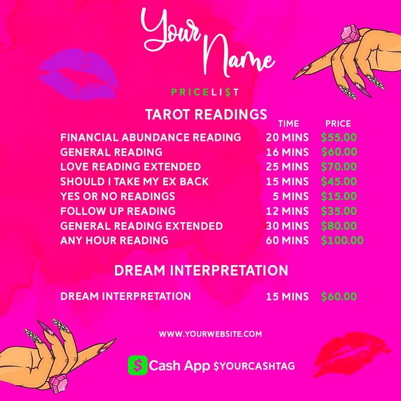 Tarot Card Reader Services Price List - Etsy