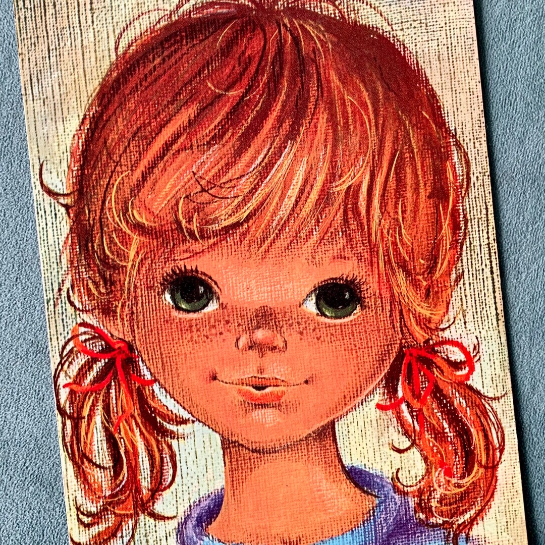 Unused Vintage Cute 70s Girl Pigtails Postcard - Etsy