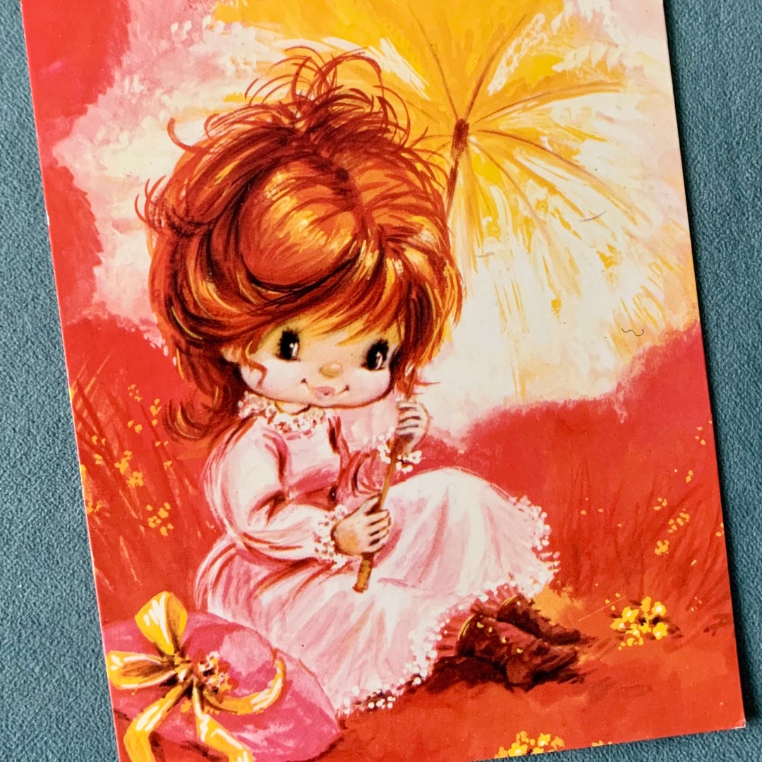 Used Vintage 70s Postcard Cute Girl - Etsy