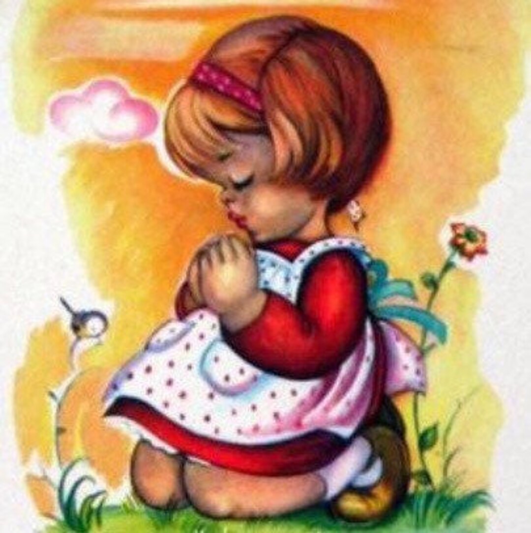 Ongebruikte Vintage Jaren '60 Biddend Meisje Ansichtkaart - Etsy