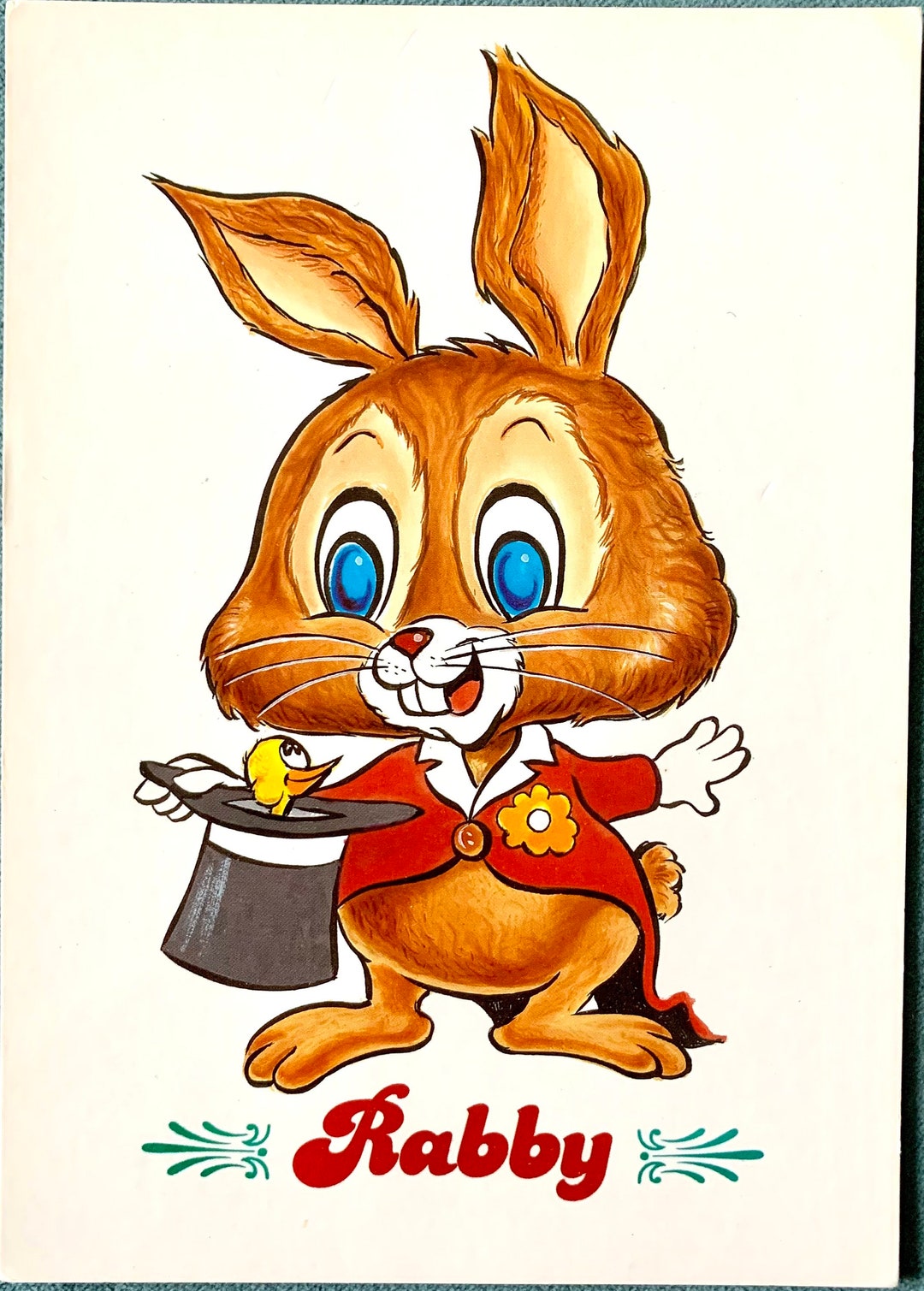 Ongebruikte Vintage Jaren '70 'rabby' Rabbit Ansichtkaart - Etsy