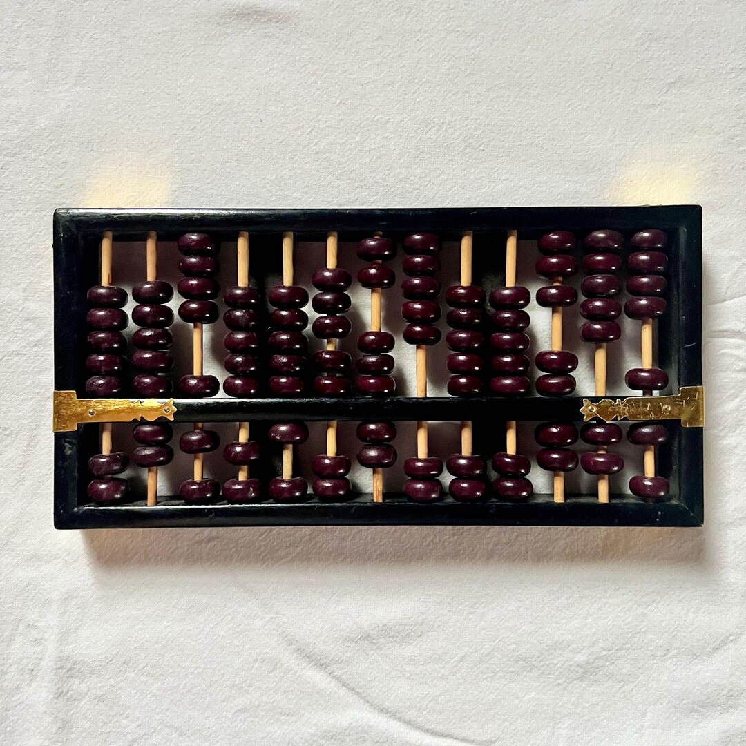 Small Vintage Black Wooden Abacus, 13-rod Abacus With Brass Accents - Etsy