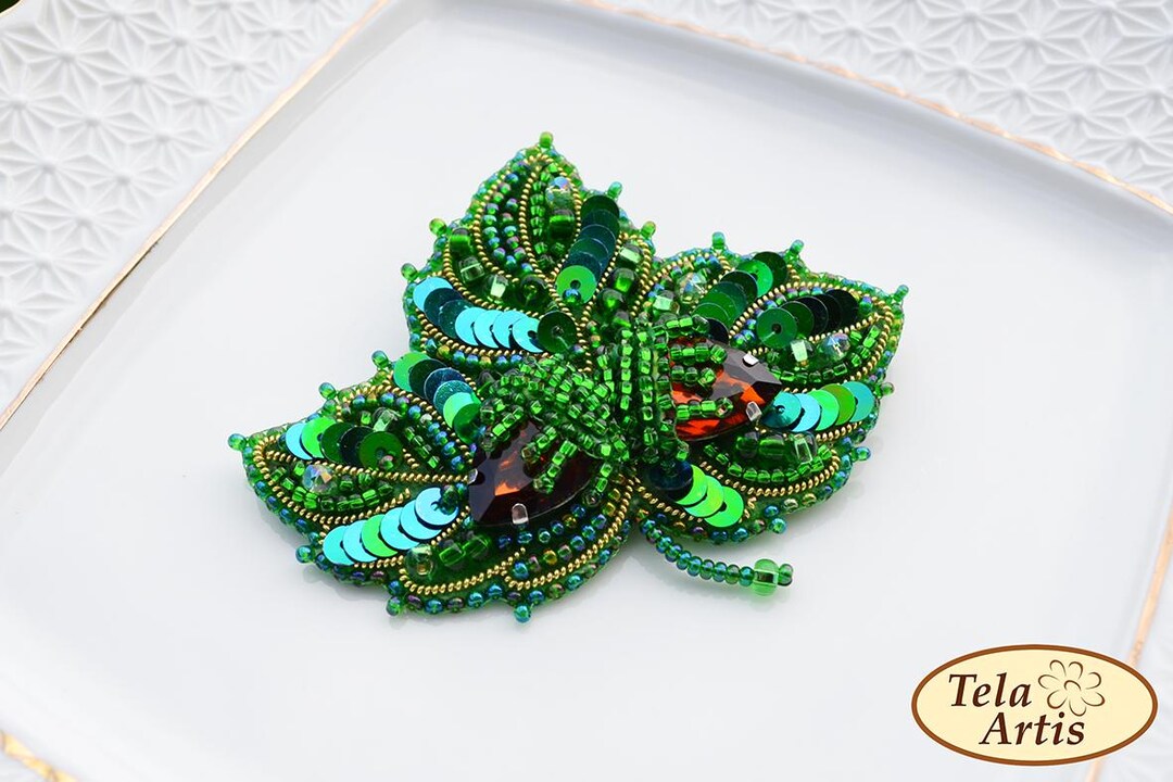 Beaded Brooch Kit 'hazel', DIY Jewelry Making, Bead Embroidery Craft ...