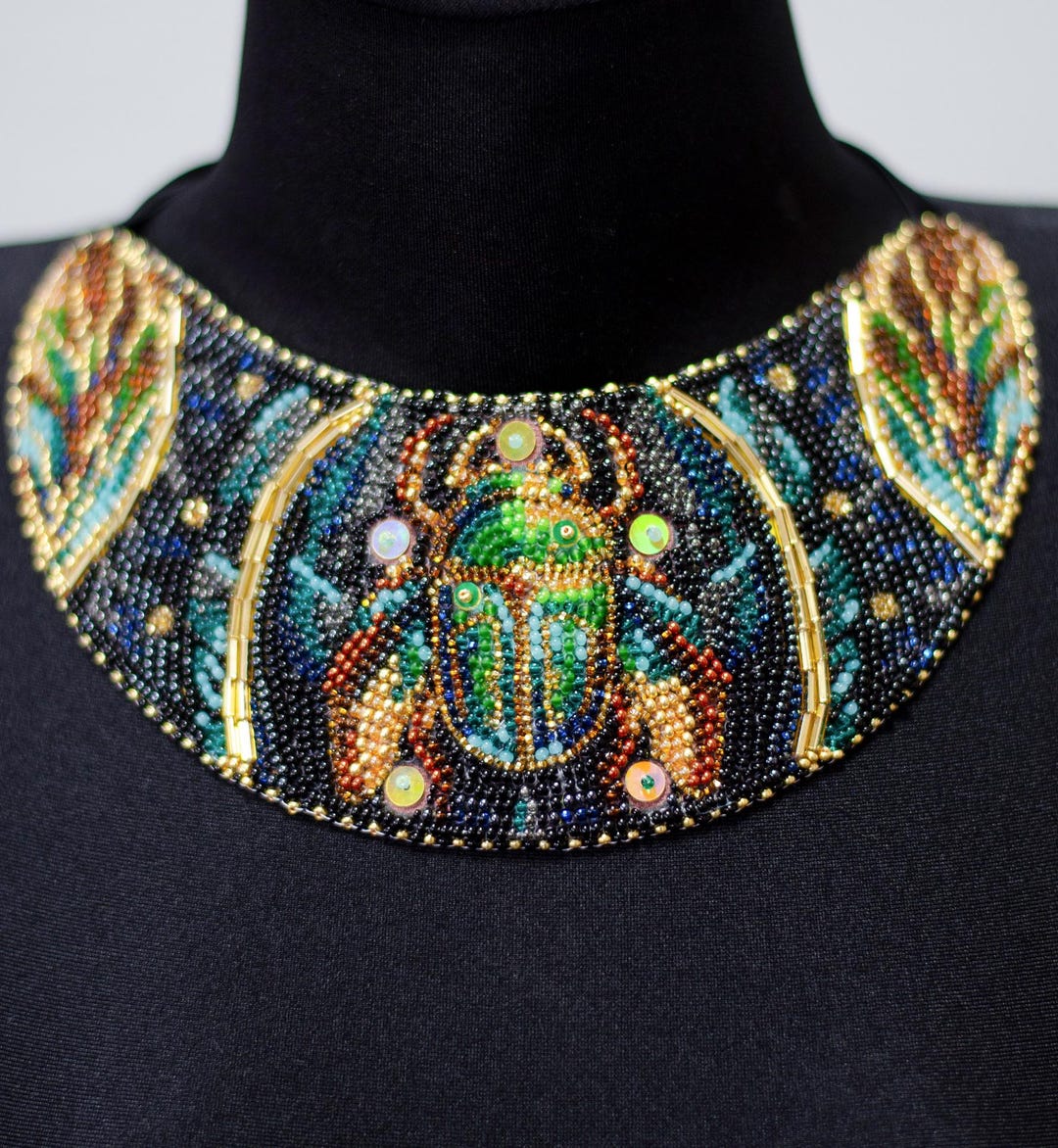Bead Embroidery Kit: Emerald Scarab Beetle Necklace, DIY Craft Gift - Etsy