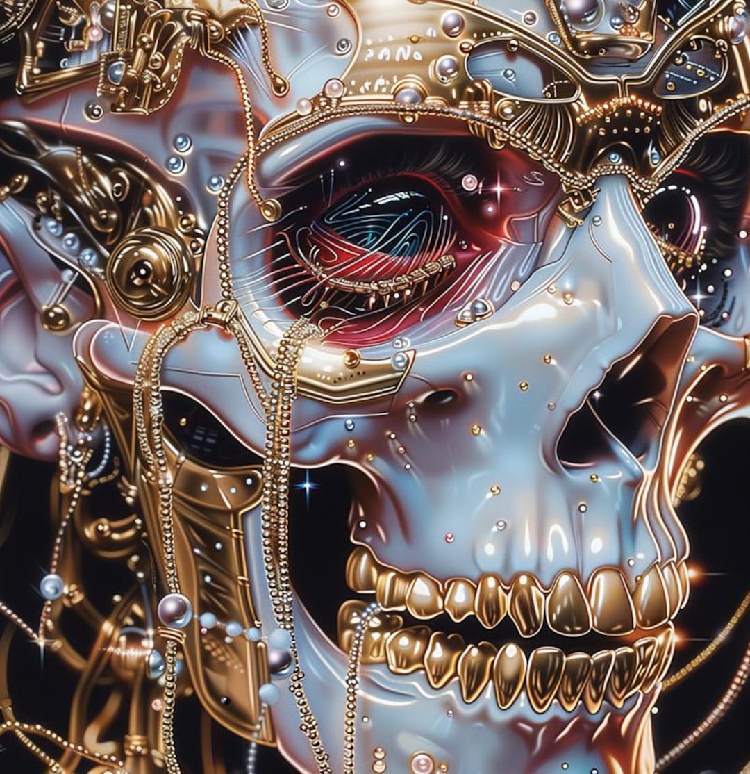 Gilded Automaton Skull Digital Art Print | Steampunk Gothic Decor - Etsy