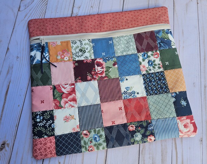 Quilted Cross Stitch Project Bag Patchwork Bag Craft Project Bag ...