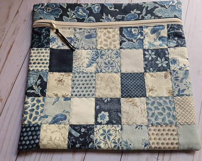 Patchwork Quilted Cross Stitch Project Bag blue De France by French General - Etsy