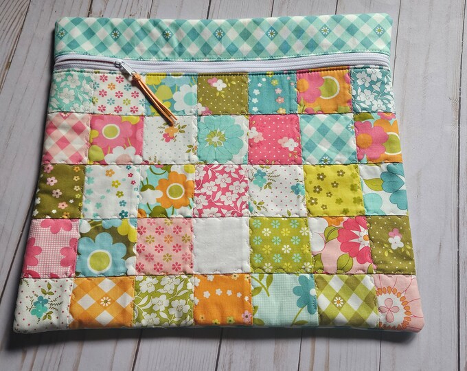 Cross Stitch Project Bag Patchwork Project Bag Flower Power by Maureen Mccormick for Moda Fabric ...