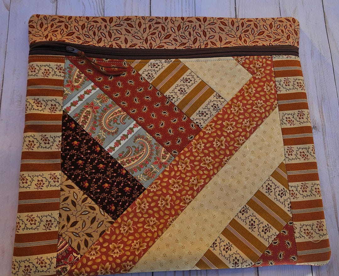 Large Cross Stitch Project Bag Patchwork Project Bag " Spice It Up" by Jo Morton for Moda Fabric ...