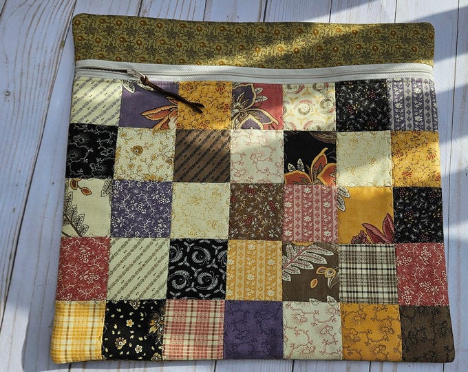 Quilted Cross Stitch Project Bag Patchwork Bag Craft Project Bag "wild ...