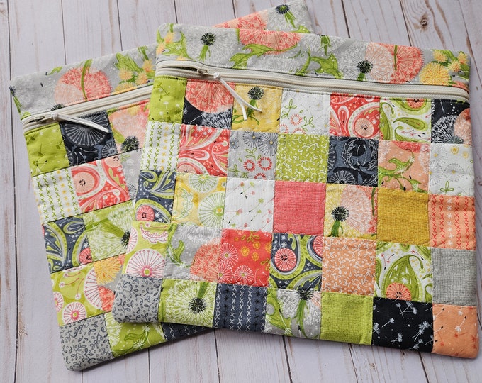 Quilted Cross Stitch Project Bag Patchwork Project " Dandi Duo " Fabric ...