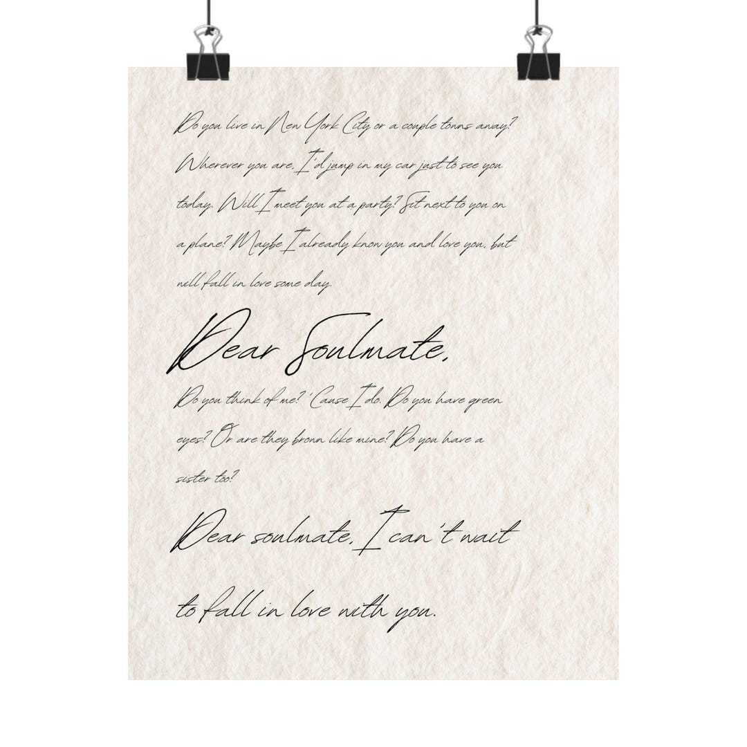 Dear Soulmate Laufey Romantic Poster, Wall Art Decor, Love Note Print ...