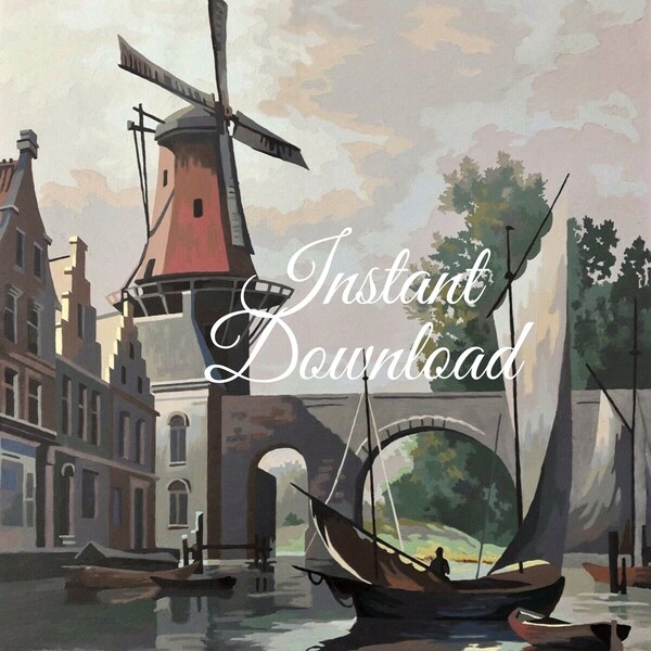 Windmill Paint by Number - Etsy