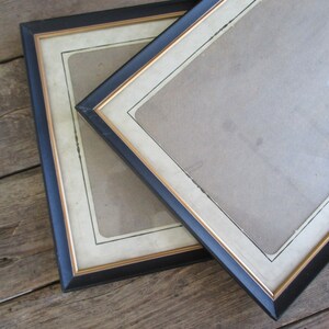 Two Vintage Black Metal Certificate Frames With Paper Matte and Glass ...