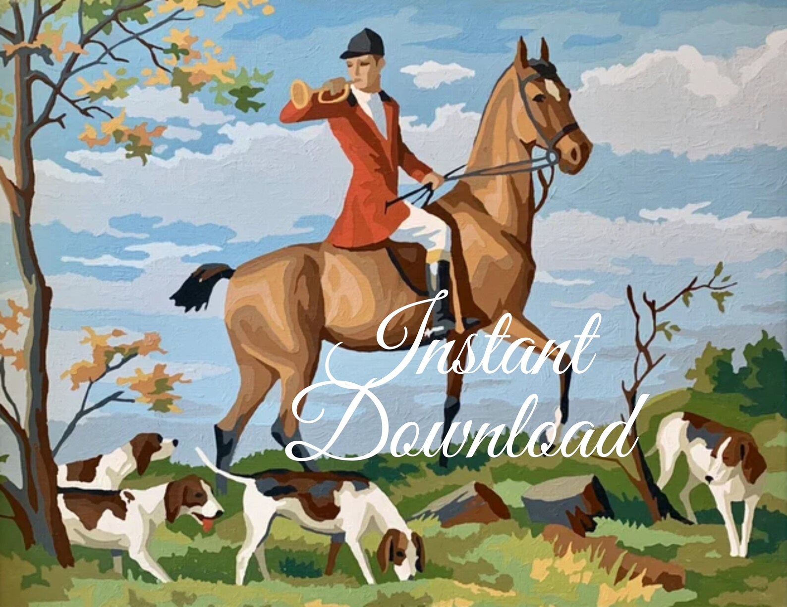 Instant Download Vintage Paint by Number "the Huntsman" 2ZZ Finished ...